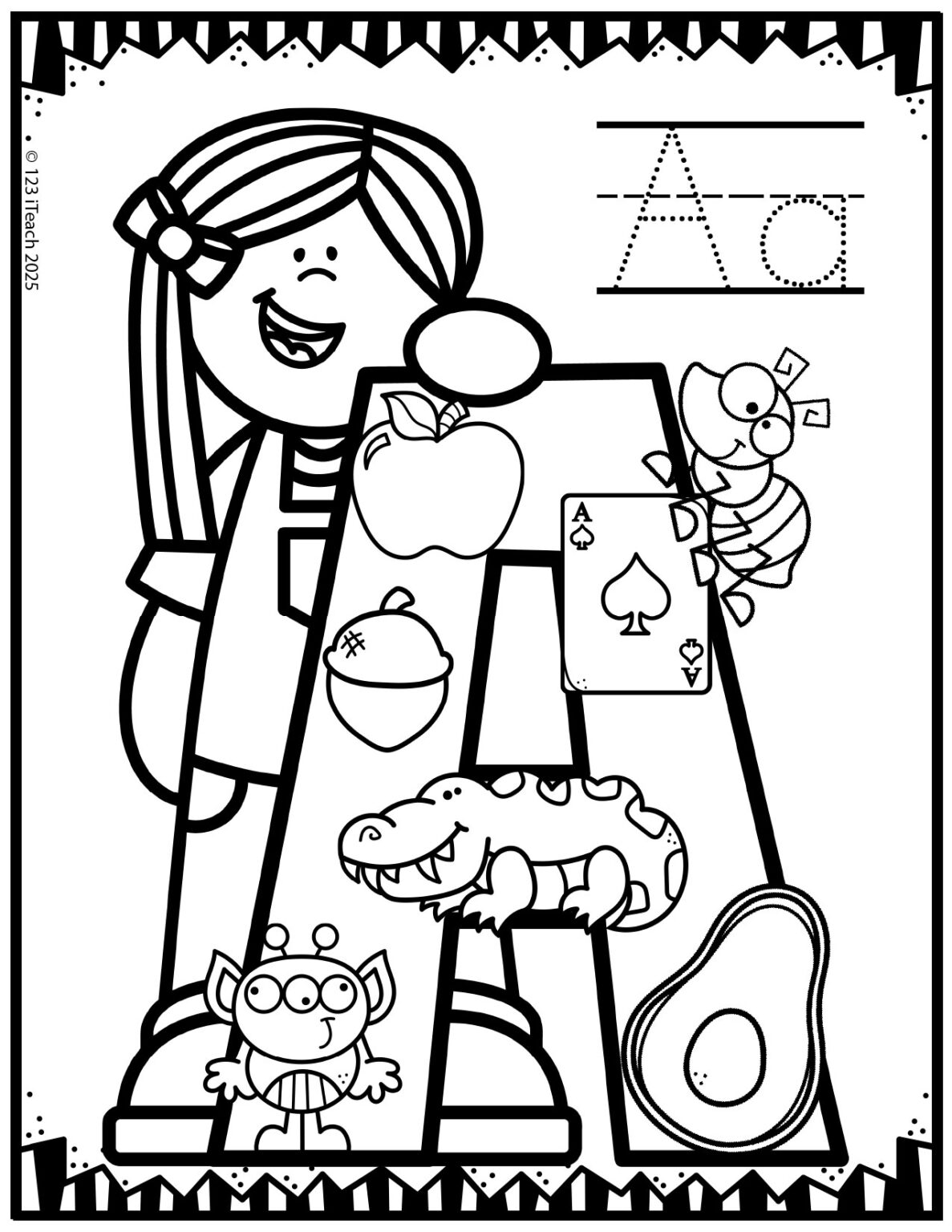 Coloring A: Alphabet Color Pages and Worksheets - 123iteach.com
