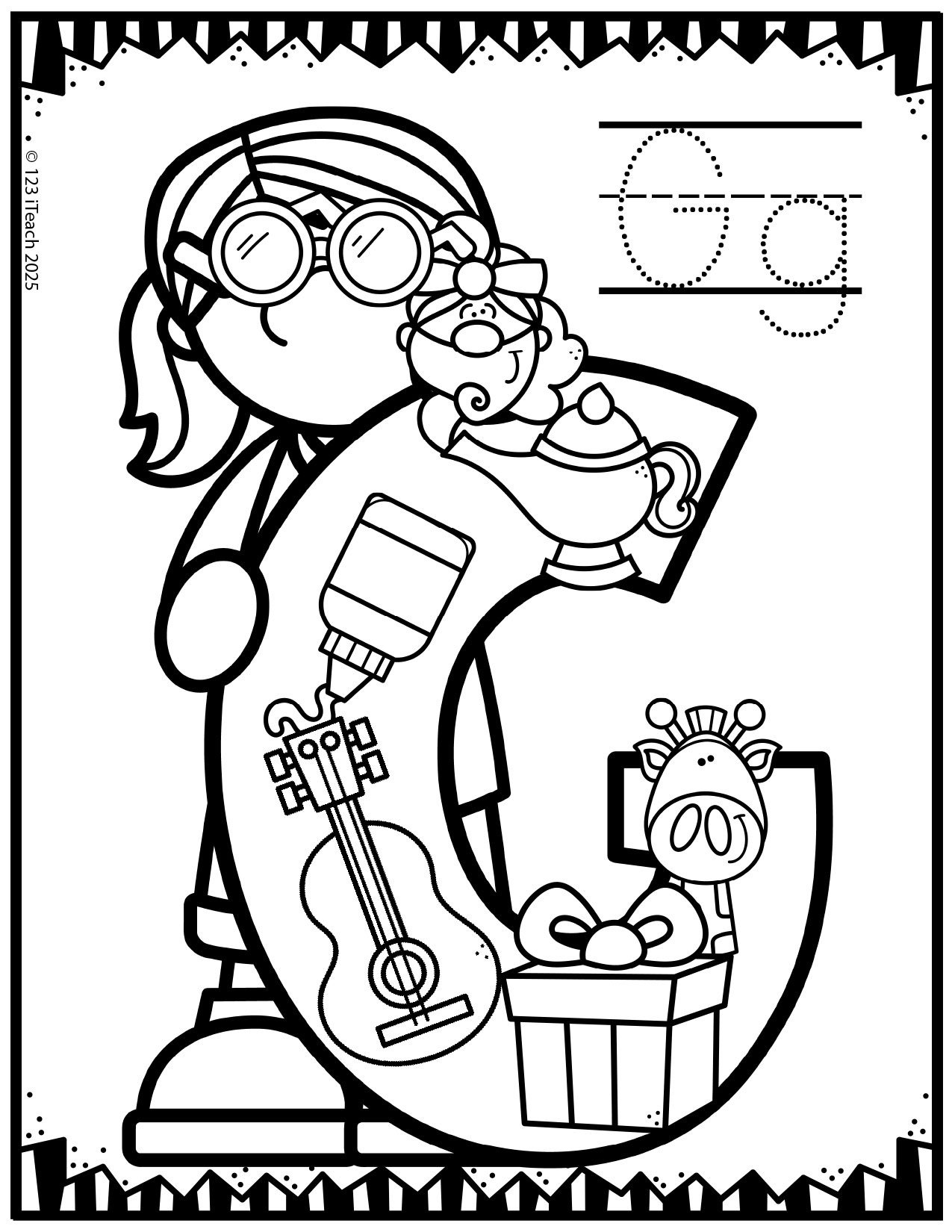 Coloring G: Alphabet Color Pages and Worksheets - 123iteach.com